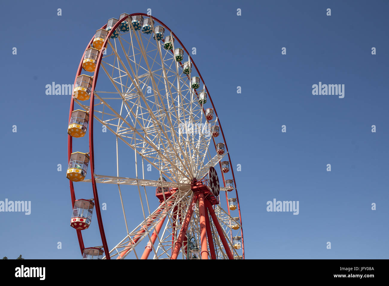 Carnival Ferris Wheel with Clean Skies with Empty Space Close up shot ...