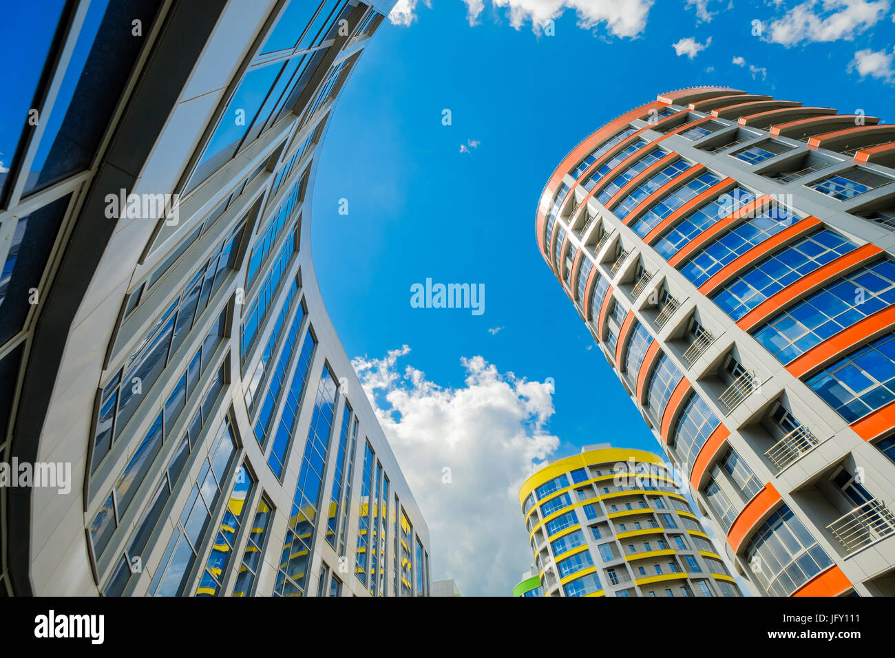 Modern city quarter bottom view Stock Photo - Alamy