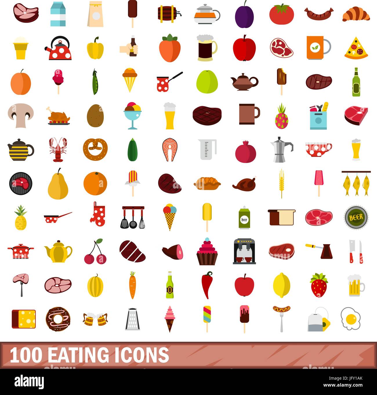 100 eating icons set, flat style Stock Vector Image & Art - Alamy