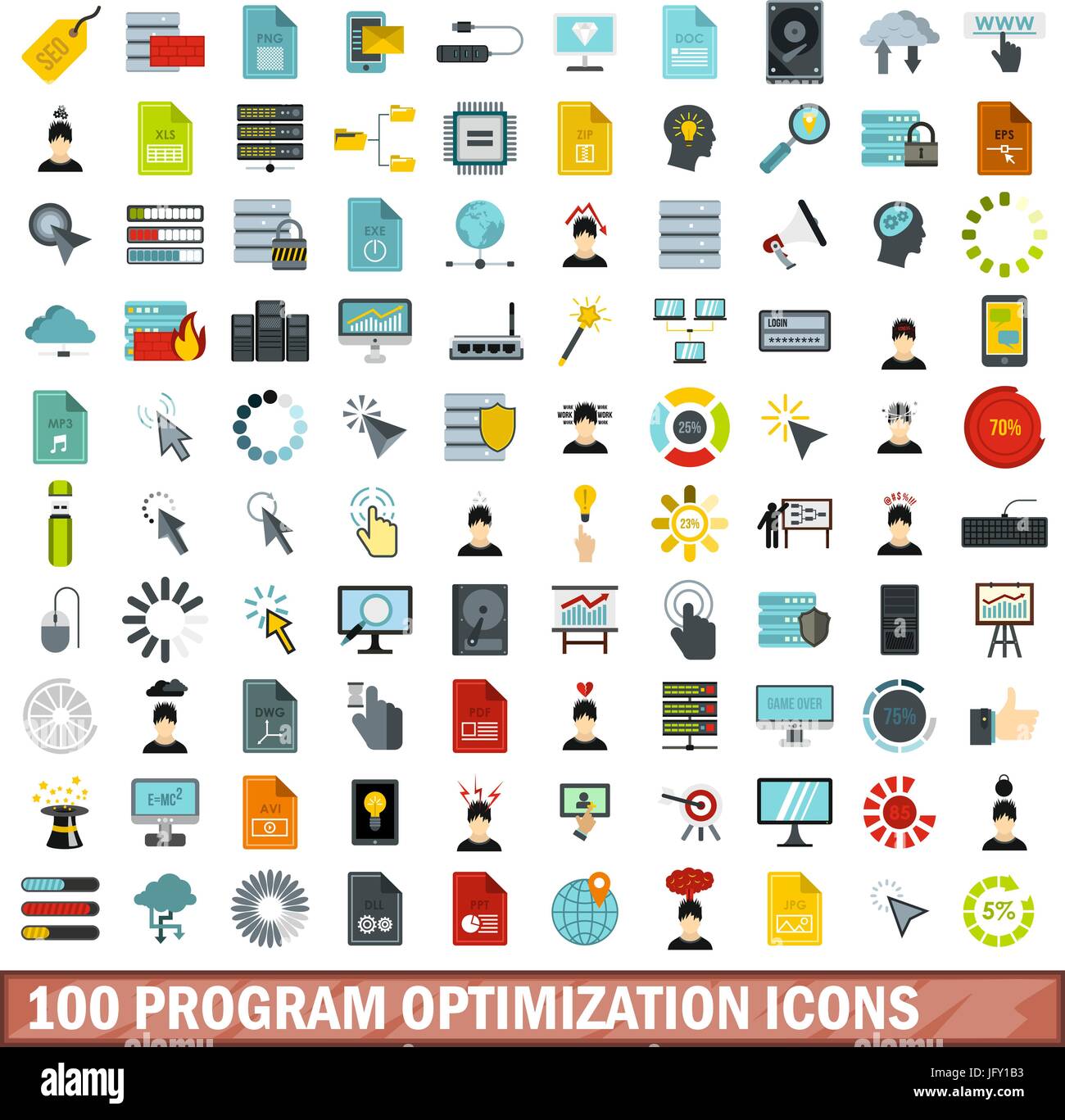100 program optimization icons set, flat style Stock Vector Image & Art ...