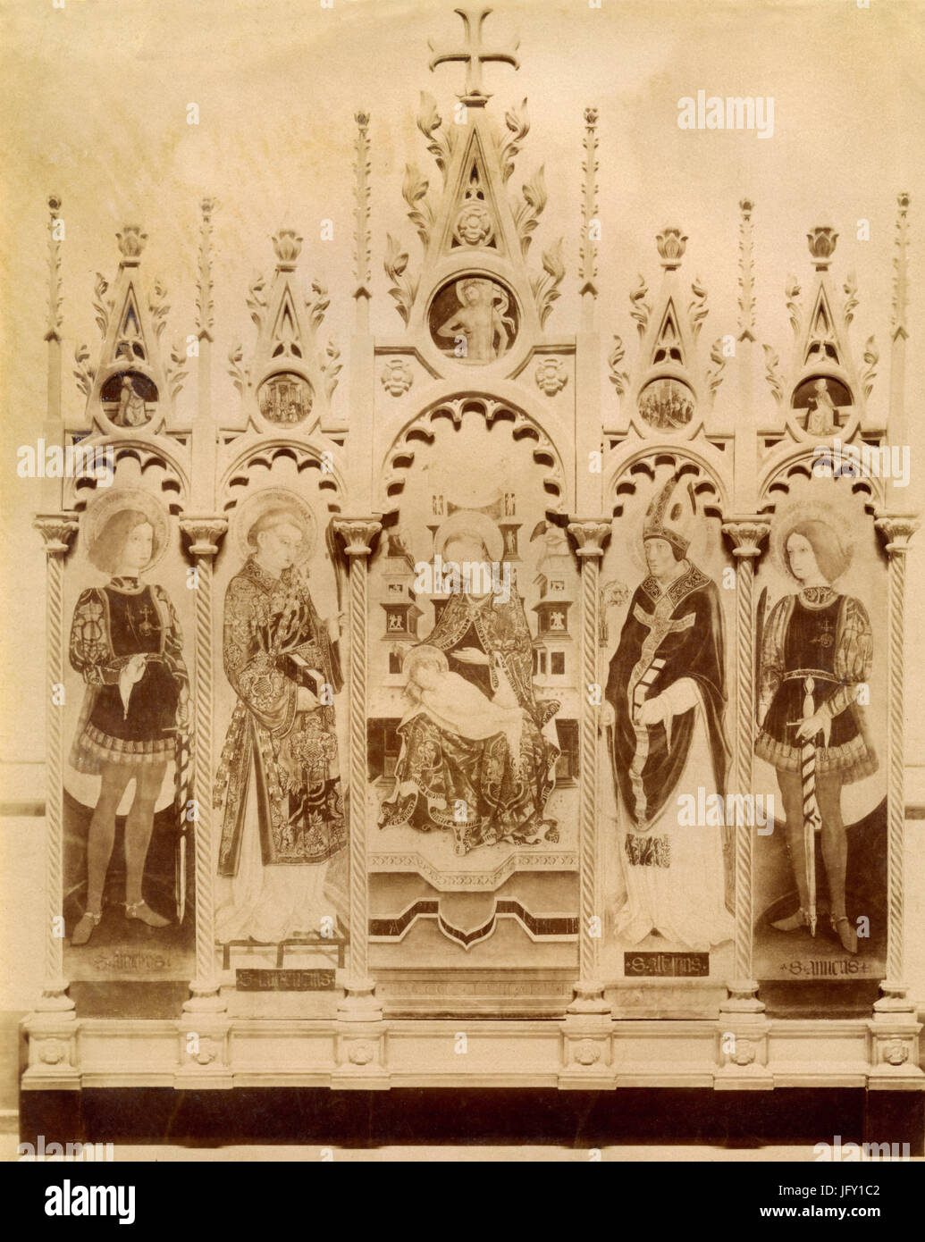 The Virgin with Four Saints, painting by Paolo da Brescia, Turin, Italy ...