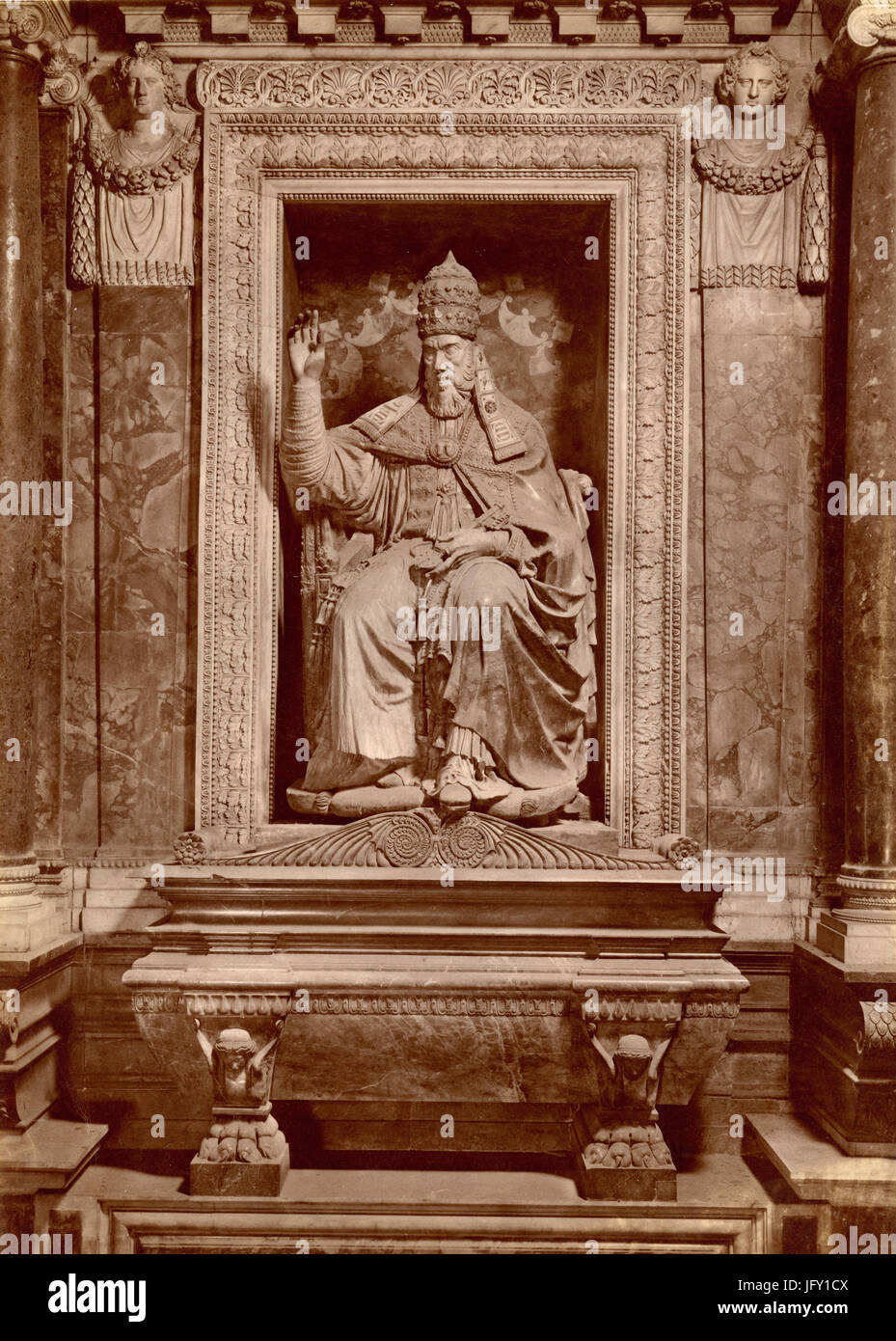 Memorial of Pope Paul IV Carafa, marble by Pirro Ligorio, Rome, Italy ...