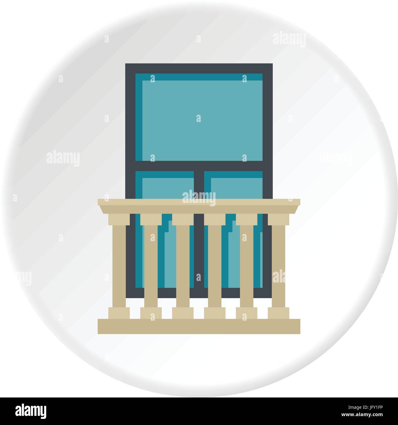 Classic balcony balustrade with window icon circle Stock Vector Image ...