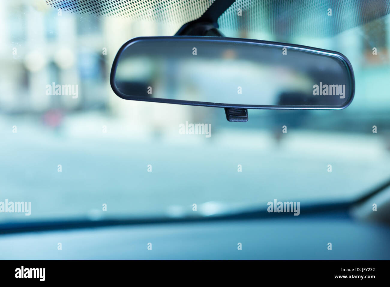 Rear-view mirror adjusted to the windshield Stock Photo - Alamy
