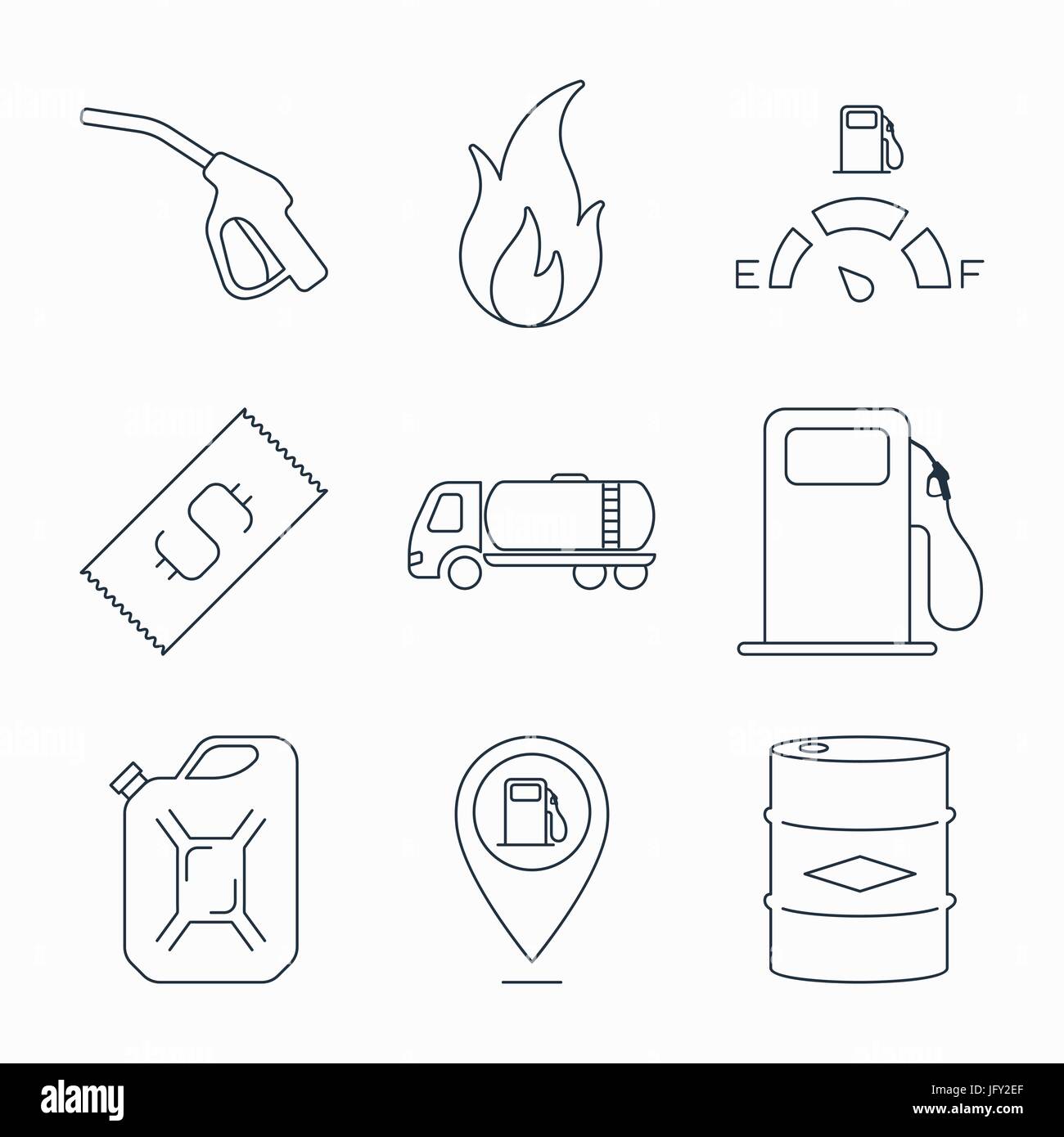Collection of outline fuel station icons Stock Vector Image & Art - Alamy