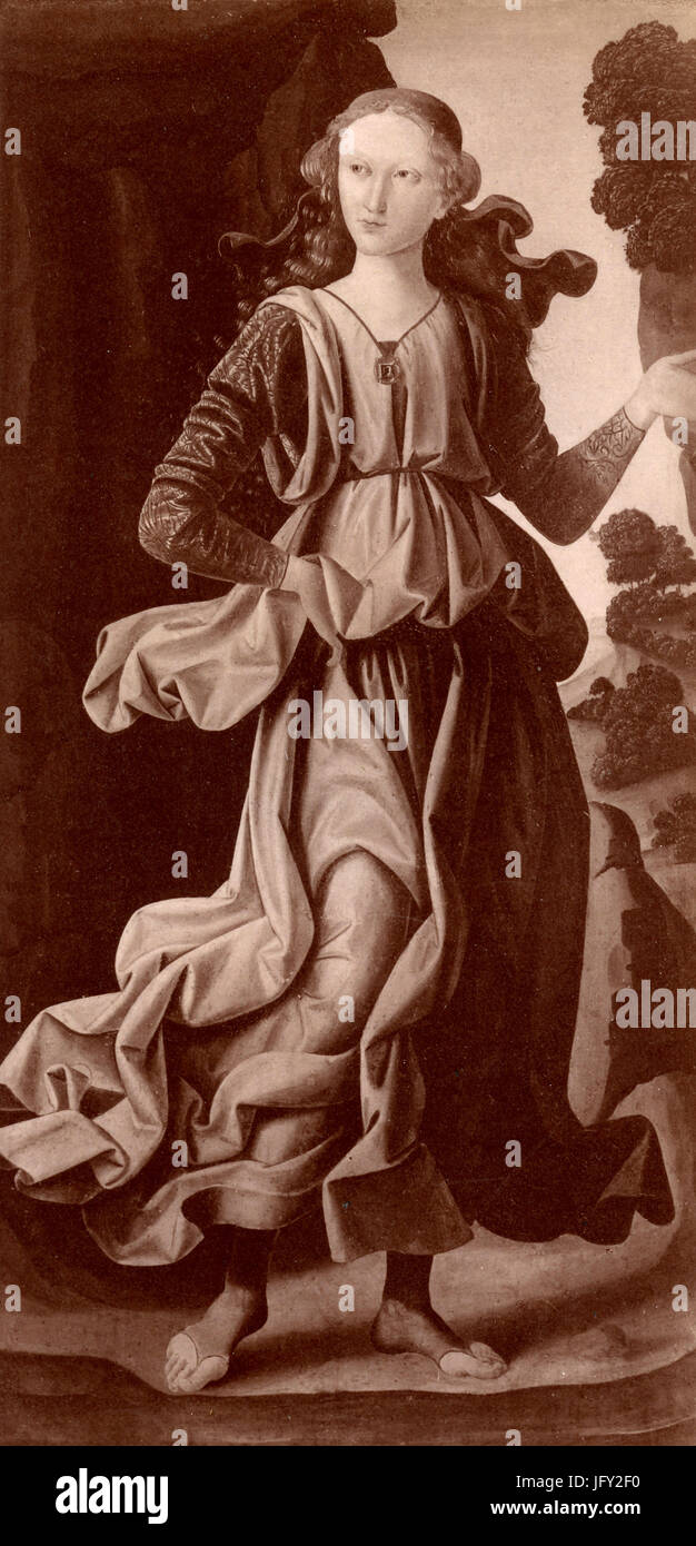 The Muse Clio, painting by Giovanni Santi, Florence, Italy Stock Photo ...