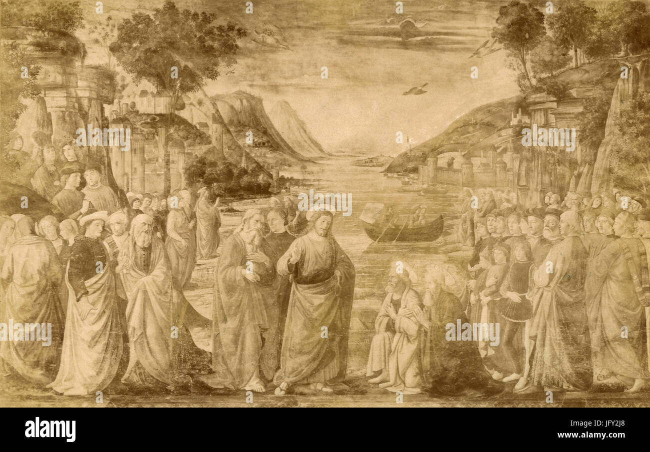 Jesus calls St. Peter and Andrew to Apostolate, painting by Ghirlandaio ...