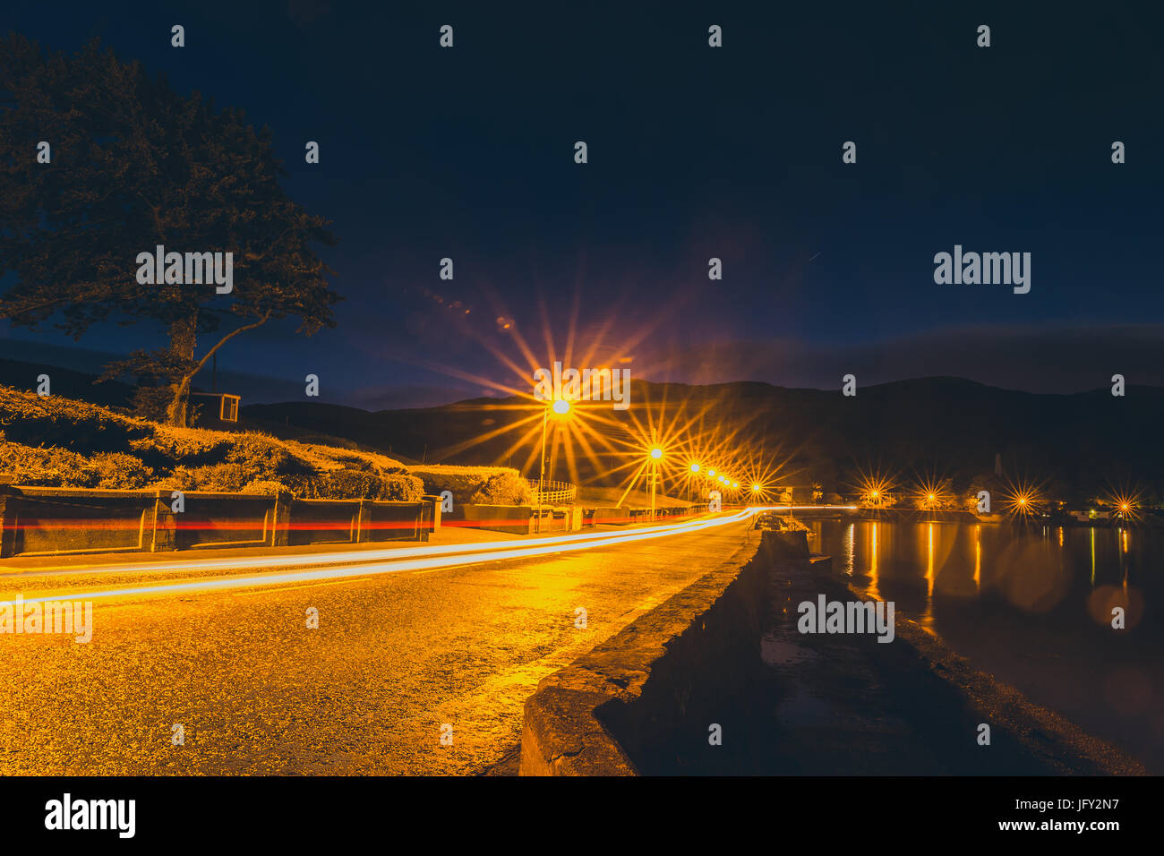 light trails were done with long exposure Stock Photo - Alamy