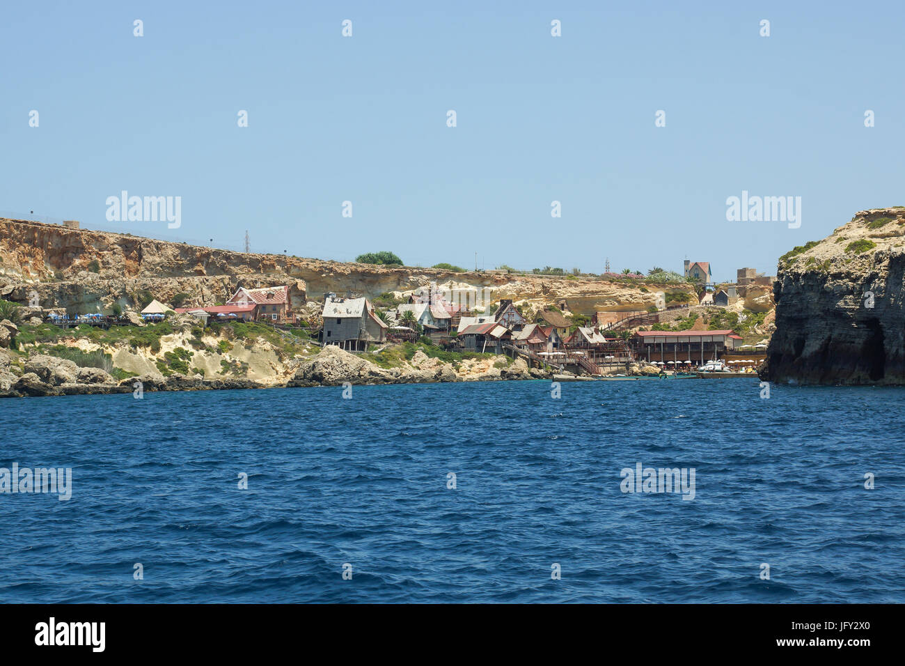 The popular tourist attraction of "Popeyes Village" located in Malta ...
