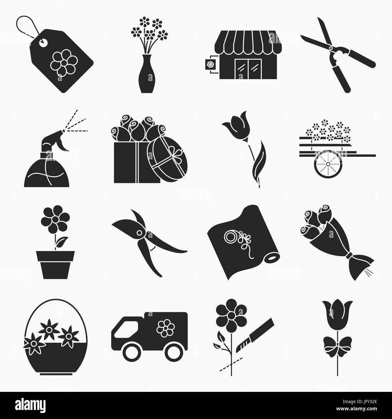 Collection of flower shop icons Stock Vector Image & Art - Alamy