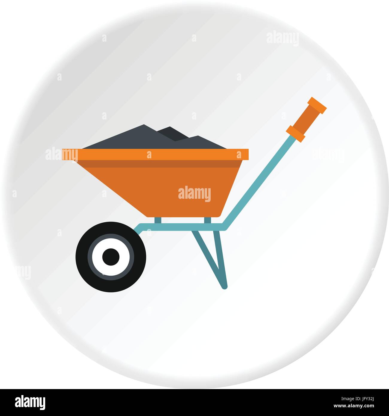 Wheelbarrow with construction debris icon circle Stock Vector Image ...