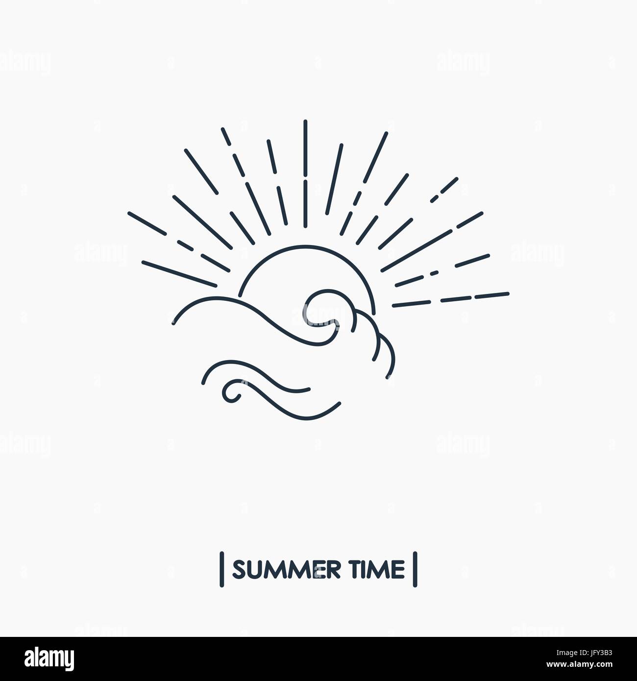 Summer time. Sun and sea outline icon Stock Vector Image & Art - Alamy