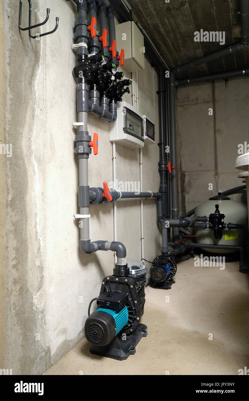 room, swimming pool filtration Stock Photo - Alamy