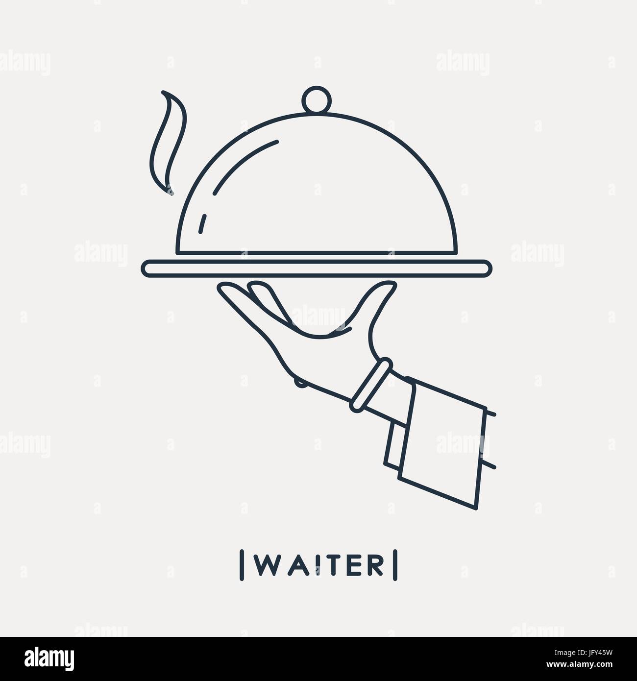 Waiter outline icon. Waiter's hand with tray Stock Vector Image & Art ...