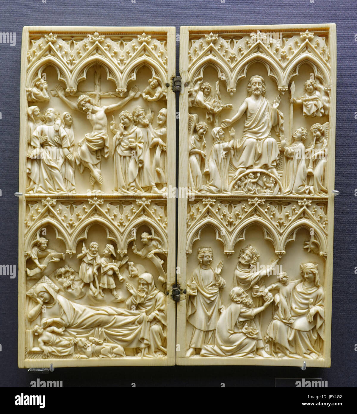 Diptych with the Nativity of Jesus, the Adoration of the Magi, the Crucifixion, and the Last ...