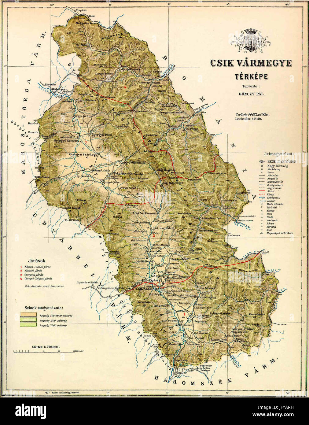 Csík county map Stock Photo - Alamy
