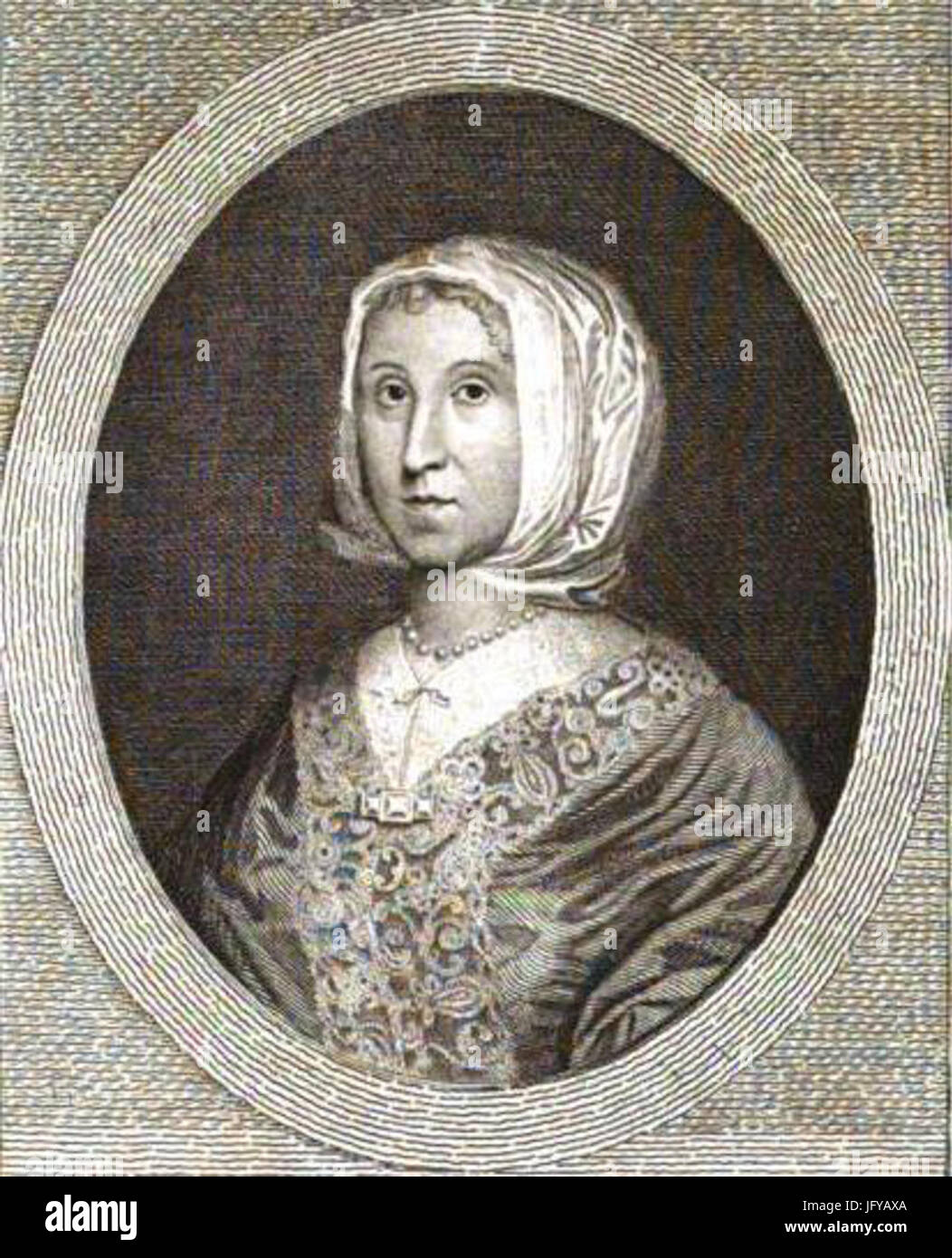 Engraving of Elizabeth Cromwell, mother of Oliver Cromwell, based on a ...