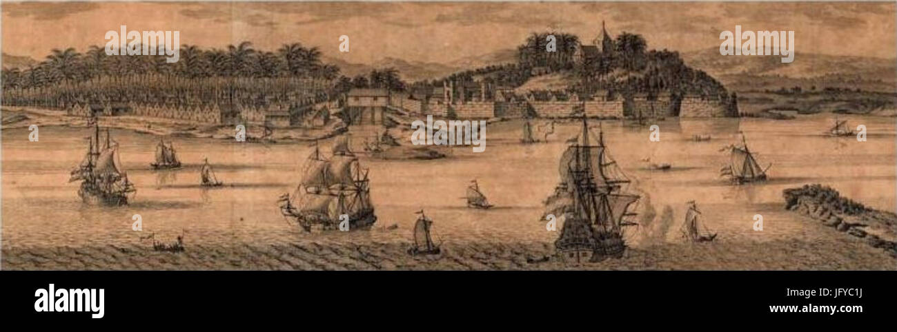 Engraving of Malacca 1726 Stock Photo - Alamy