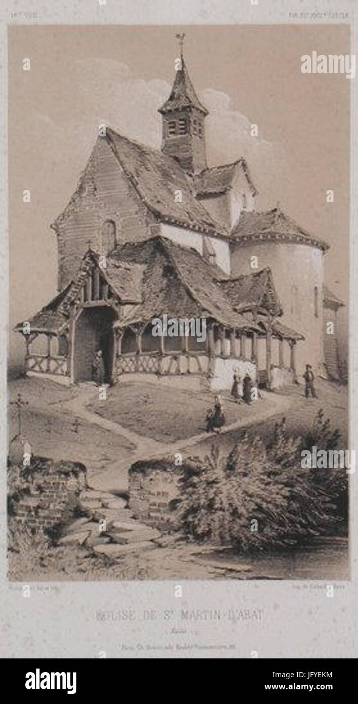 Estampe église de Saint-Martin-d Abbat Stock Photo - Alamy