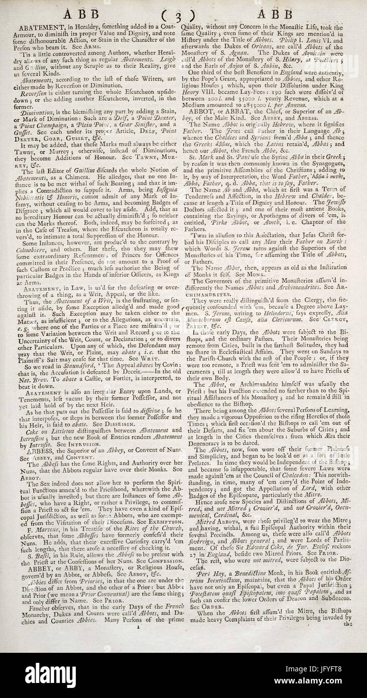 Cyclopaedia, Chambers - Volume 1 - 0048 Stock Photo - Alamy