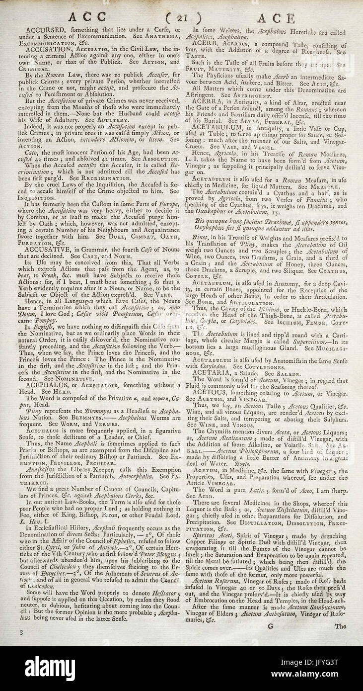 Cyclopaedia, Chambers - Volume 1 - 0066 Stock Photo - Alamy