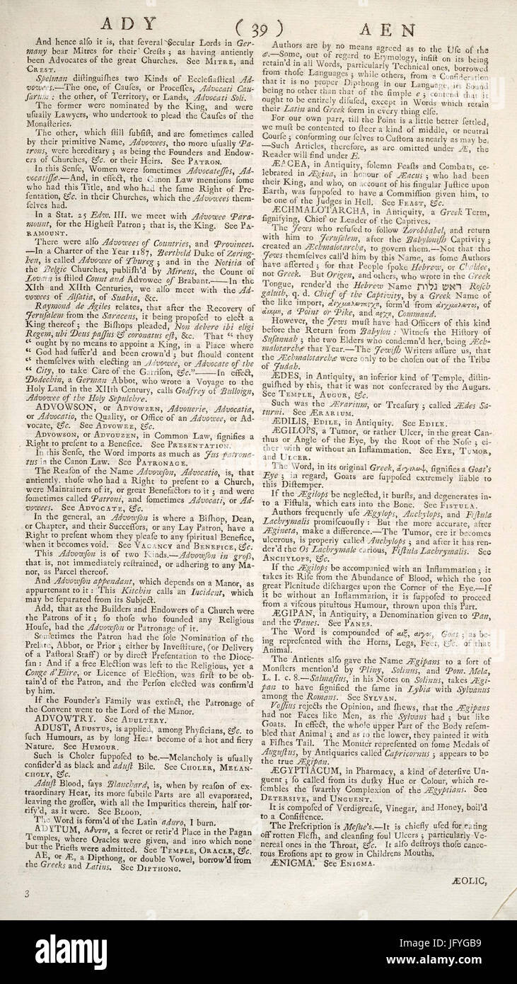 Cyclopaedia, Chambers - Volume 1 - 0084 Stock Photo - Alamy