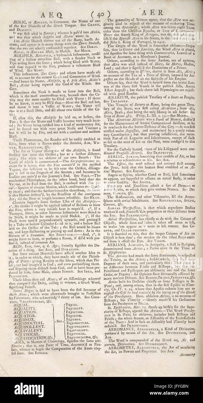 Cyclopaedia, Chambers - Volume 1 - 0085 Stock Photo - Alamy