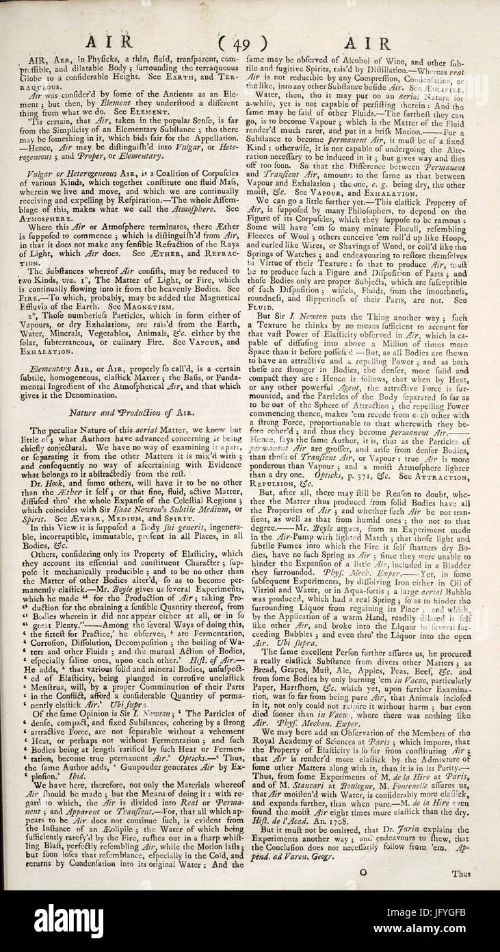 Cyclopaedia, Chambers - Volume 1 - 0094 Stock Photo - Alamy