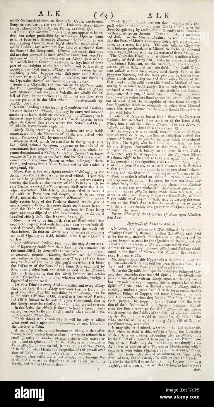 Cyclopaedia, Chambers - Volume 1 - 0110 Stock Photo - Alamy