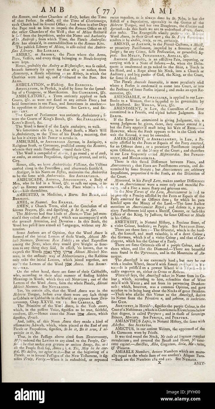 Cyclopaedia, Chambers - Volume 1 - 0124 Stock Photo - Alamy