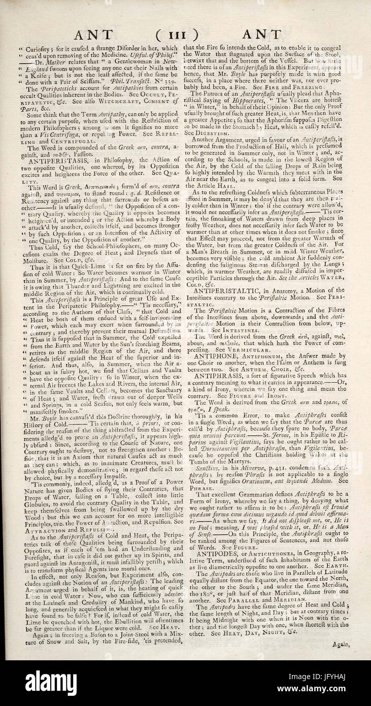Cyclopaedia, Chambers - Volume 1 - 0151 Stock Photo - Alamy