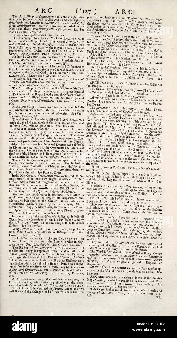 Cyclopaedia, Chambers - Volume 1 - 0172 Stock Photo - Alamy