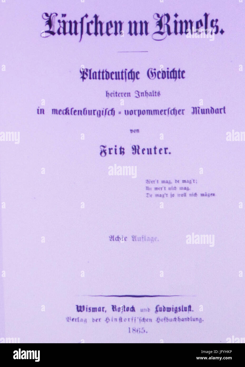 F.Reuter Läuschen un Rimels3 Stock Photo - Alamy