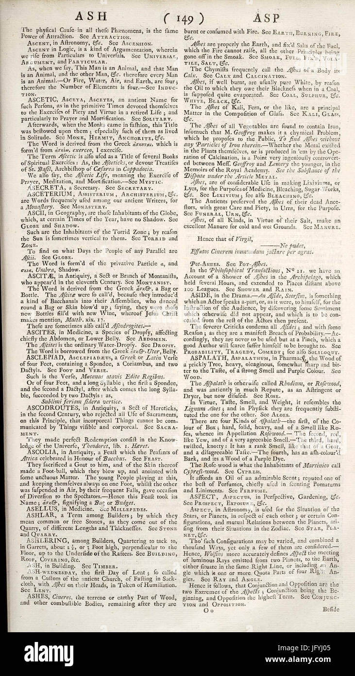 Cyclopaedia, Chambers - Volume 1 - 0194 Stock Photo - Alamy