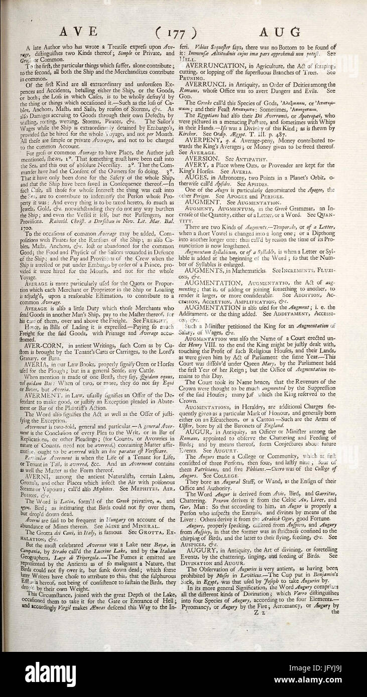 Cyclopaedia, Chambers - Volume 1 - 0217 Stock Photo - Alamy