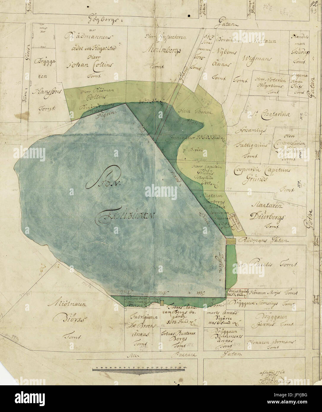Fatburssjön, tomter, 1764 Stock Photo - Alamy