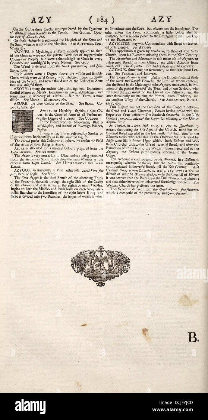 Cyclopaedia, Chambers - Volume 1 - 0 4 Stock Photo - Alamy