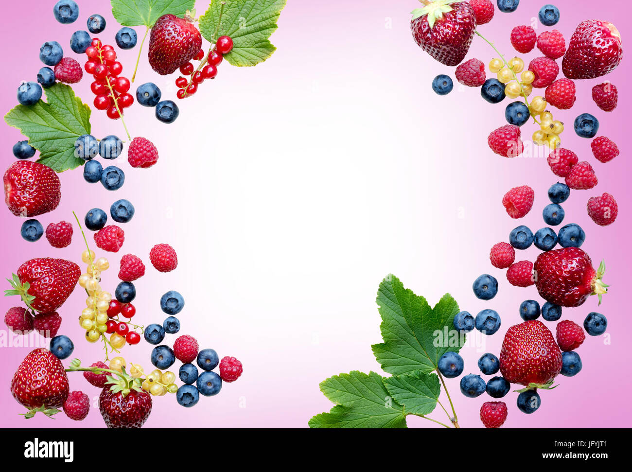 Various fresh summer berries. Top view Stock Photo - Alamy