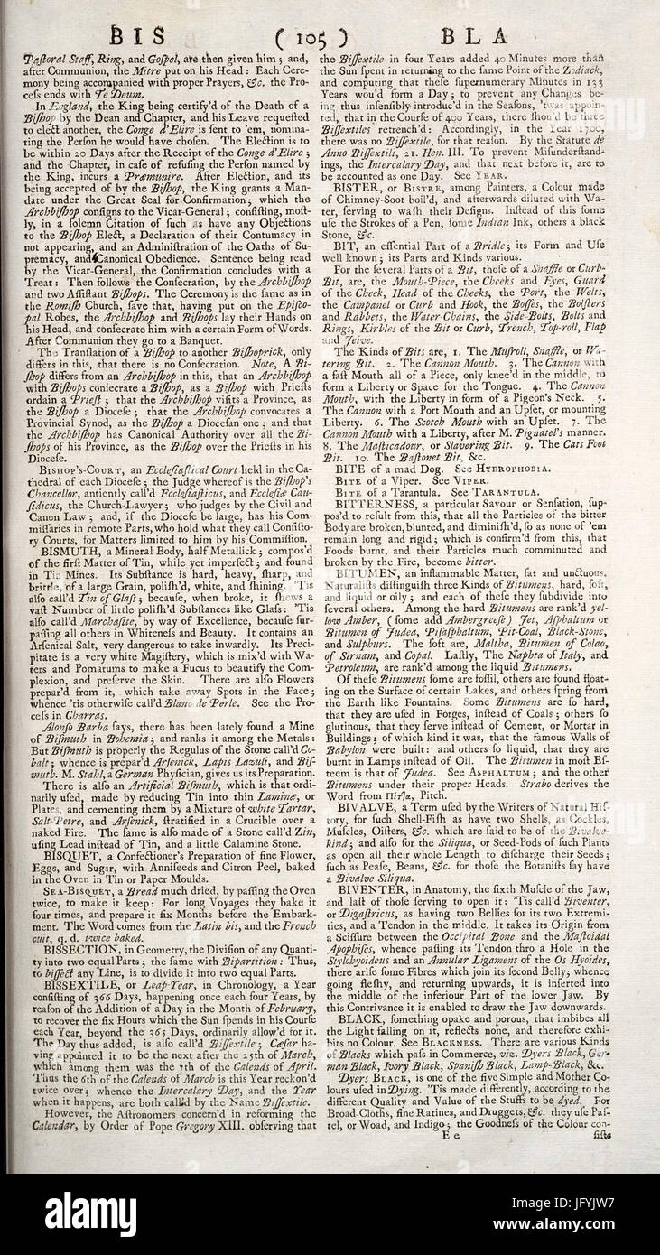 Cyclopaedia, Chambers - Volume 1 - 0255 Stock Photo - Alamy