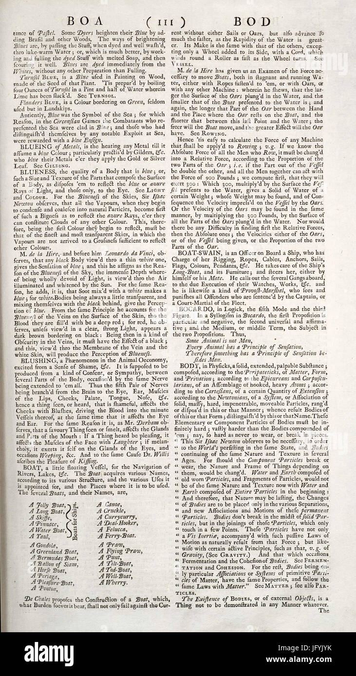 Cyclopaedia, Chambers - Volume 1 - 0261 Stock Photo - Alamy