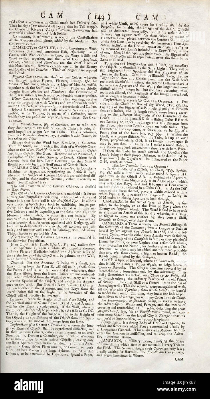Cyclopaedia, Chambers - Volume 1 - 0297 Stock Photo - Alamy