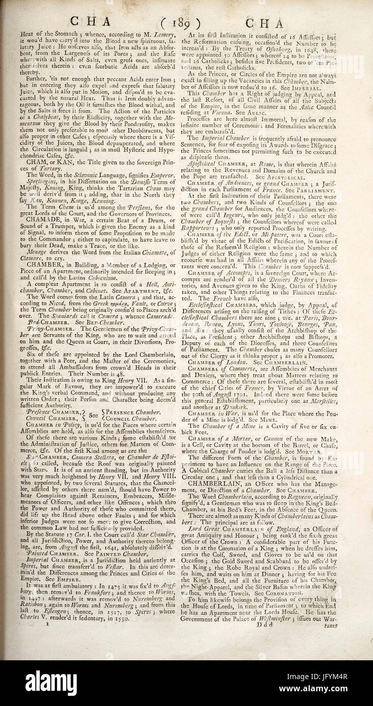 Cyclopaedia, Chambers - Volume 1 - 0343 Stock Photo - Alamy