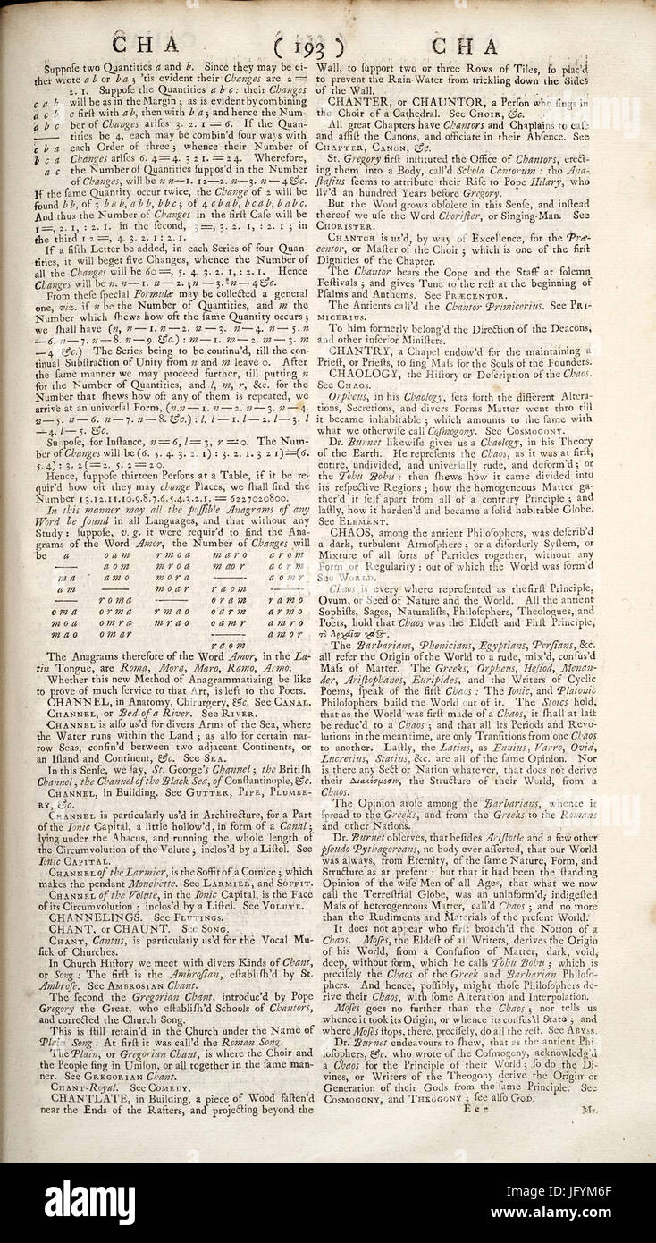 Cyclopaedia, Chambers - Volume 1 - 0347 Stock Photo - Alamy