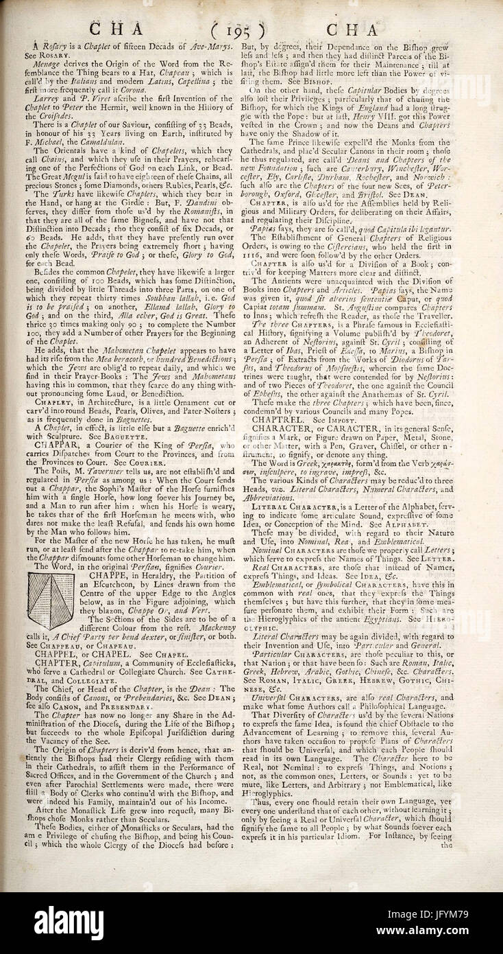 A page from the Cyclopaedia by Chambers, Volume 1, offering ...