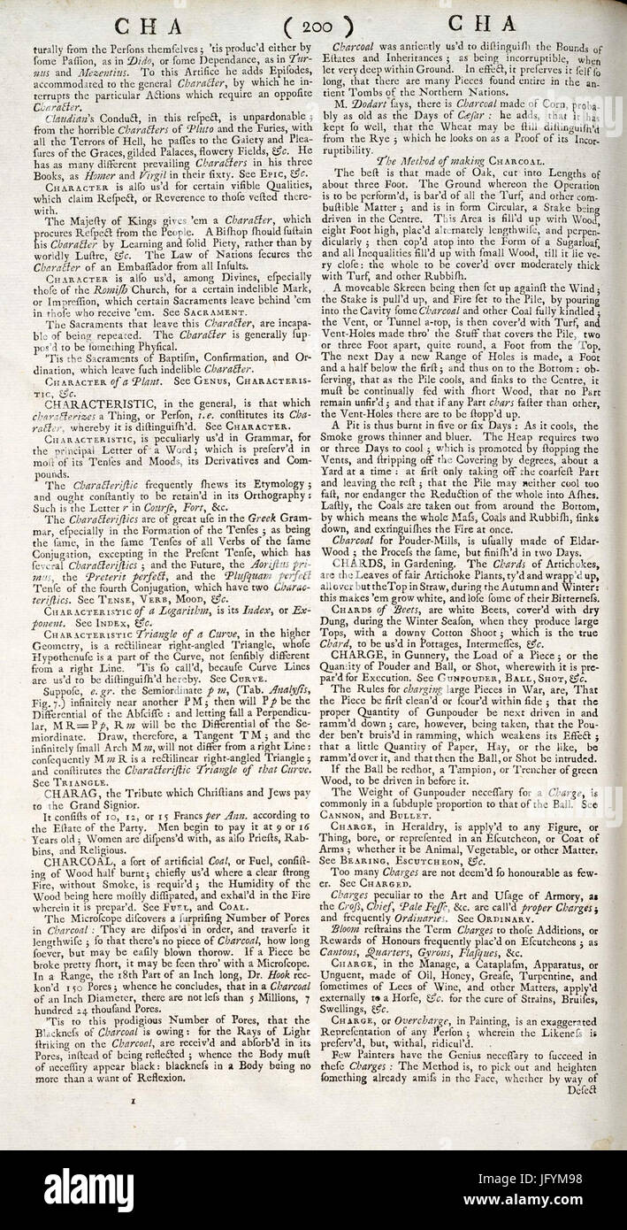 Cyclopaedia, Chambers - Volume 1 - 0354 Stock Photo - Alamy