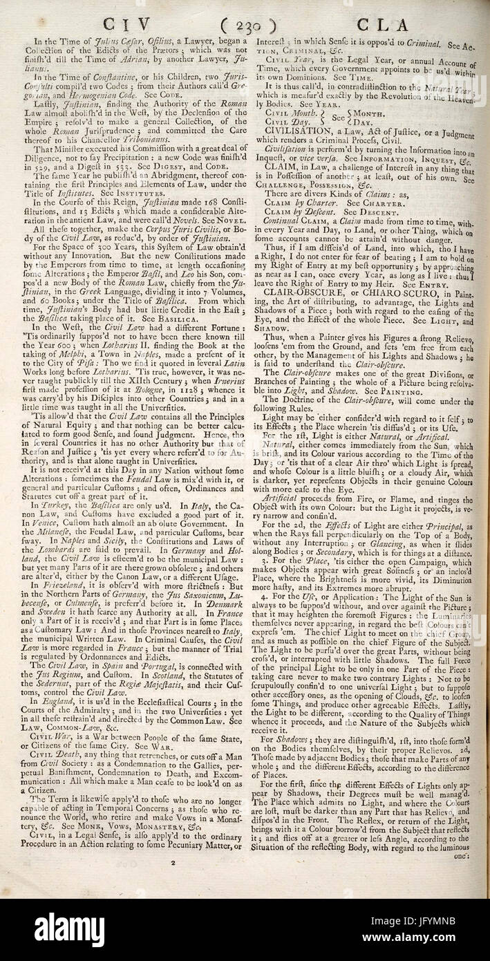 Cyclopaedia, Chambers - Volume 1 - 0384 Stock Photo - Alamy