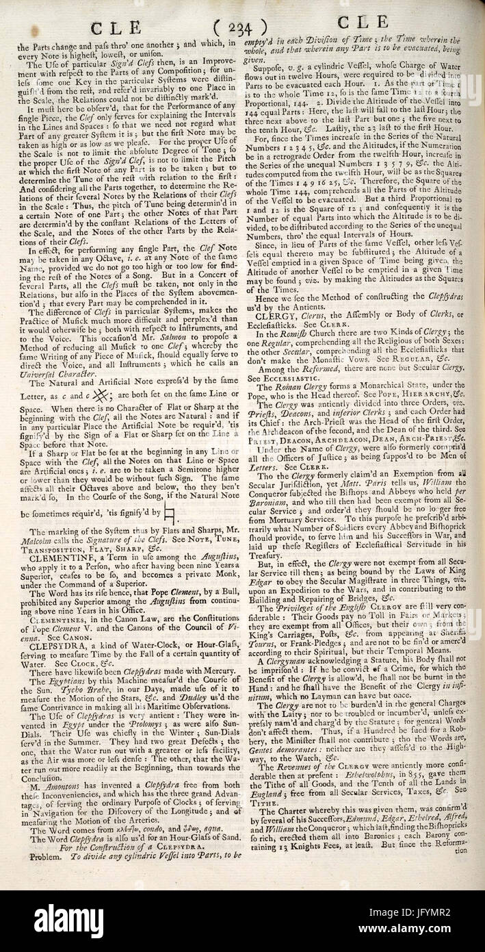 Cyclopaedia, Chambers - Volume 1 - 0388 Stock Photo - Alamy