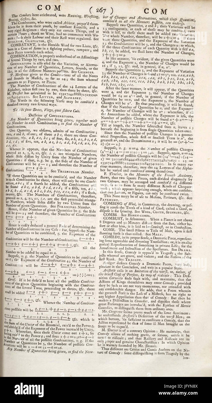 Cyclopaedia, Chambers - Volume 1 - 0421 Stock Photo - Alamy