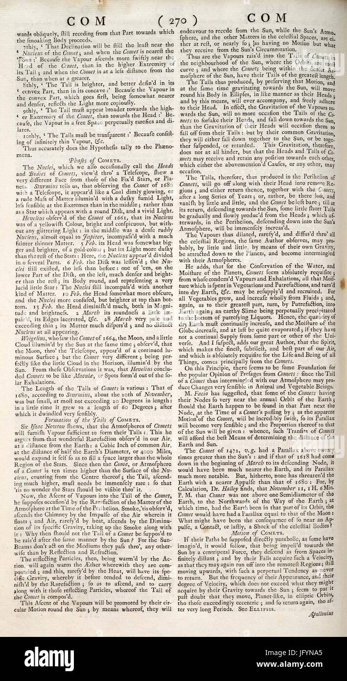 Cyclopaedia, Chambers - Volume 1 - 0424 Stock Photo - Alamy