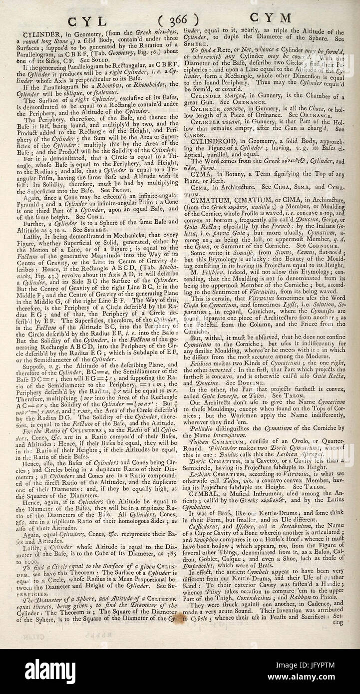 Cyclopaedia, Chambers - Volume 1 - 05 Stock Photo - Alamy